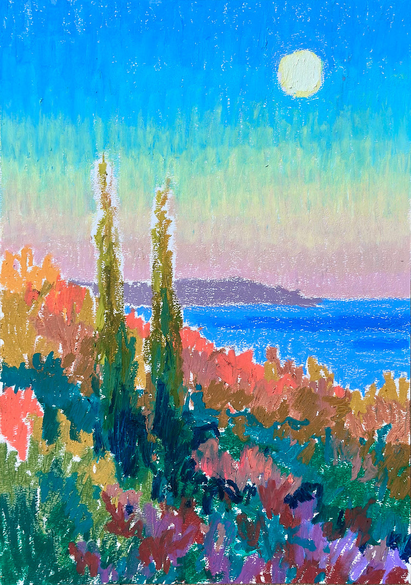 Lucy Kent - Full Moon above the Cyprus Trees – Delphian Gallery